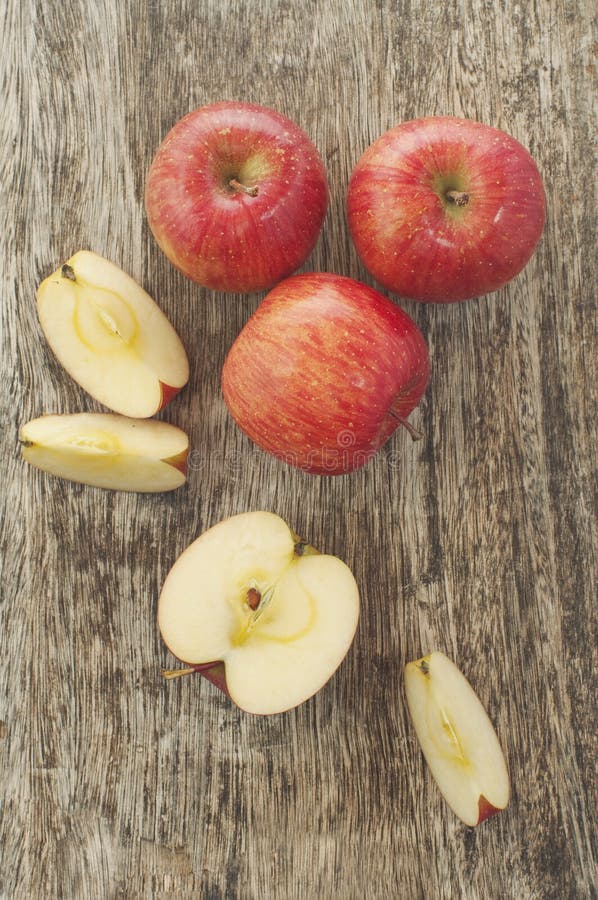 Red Apples on a Cutting Board from Top Stock Image - Image of macro ...