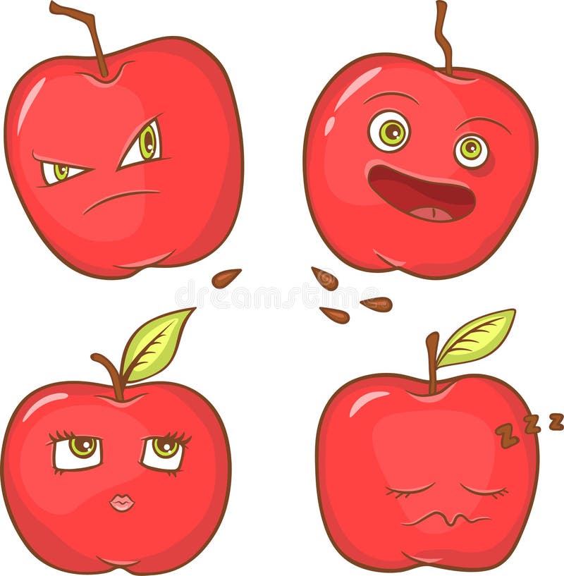 Red apples with faces stock vector. Illustration of fruit - 19641012