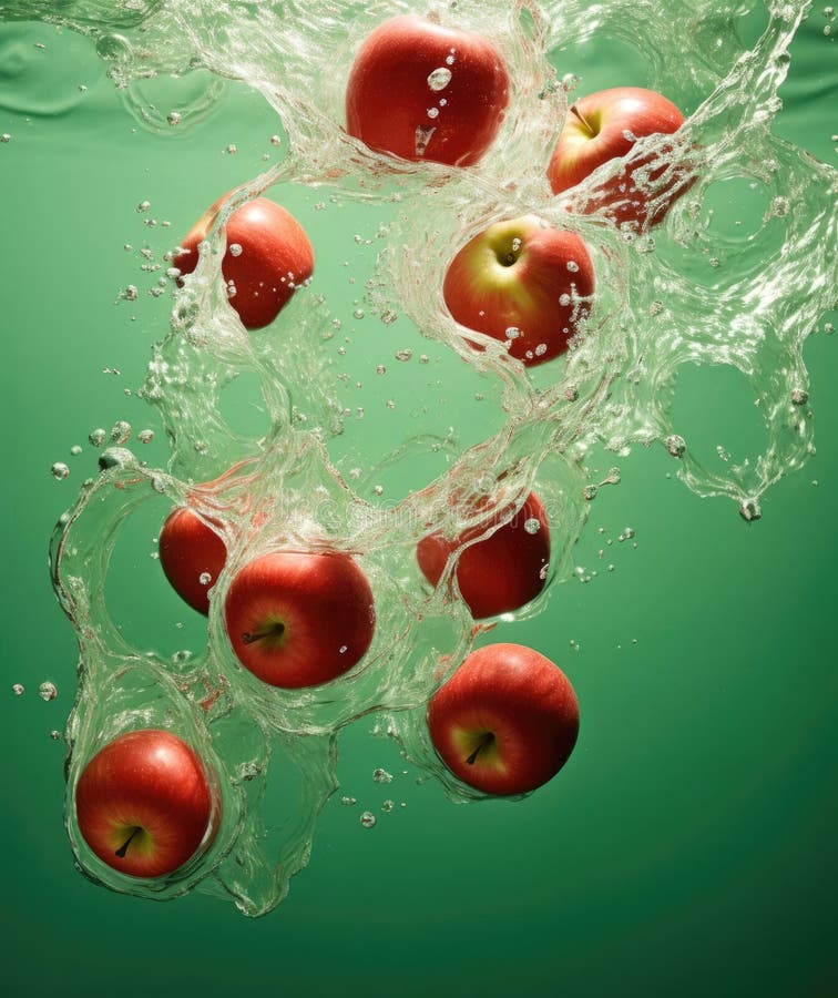 Red Apples Fall into the Water Stock Photo - Image of diet, harvest ...