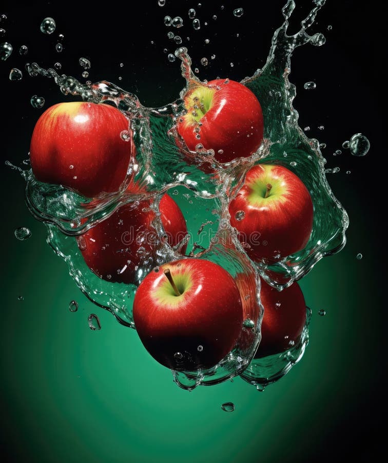 Red Apples Fall into the Water Stock Photo - Image of splashing, speed ...