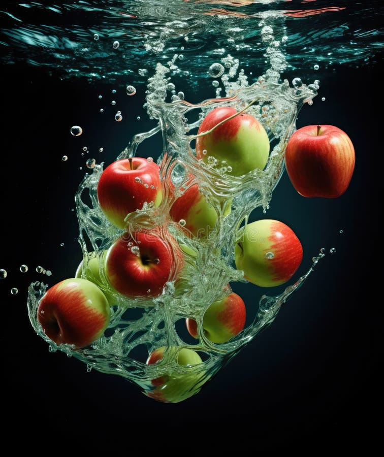 Red Apples Fall into the Water Stock Image - Image of falling, organic ...