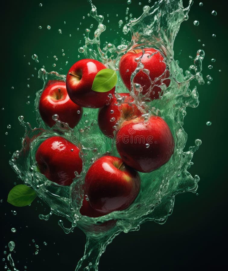Red Apples Fall into the Water Stock Image - Image of splashing ...