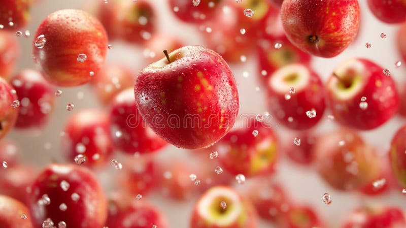 Red Apples Falling in White Background Stock Illustration ...