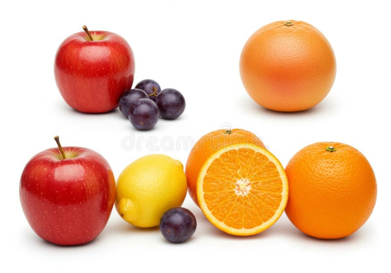 Red Apples Grape Orange and Lemon Still Life Stock Illustration ...