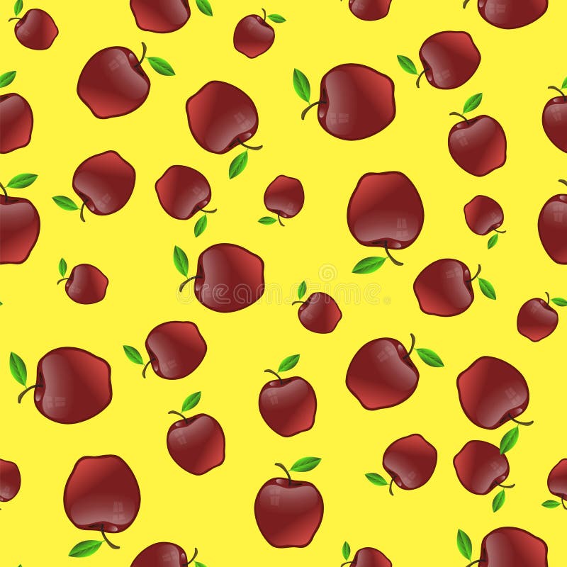 Red Apples with Green Leaves Seamless Pattern Stock Vector ...