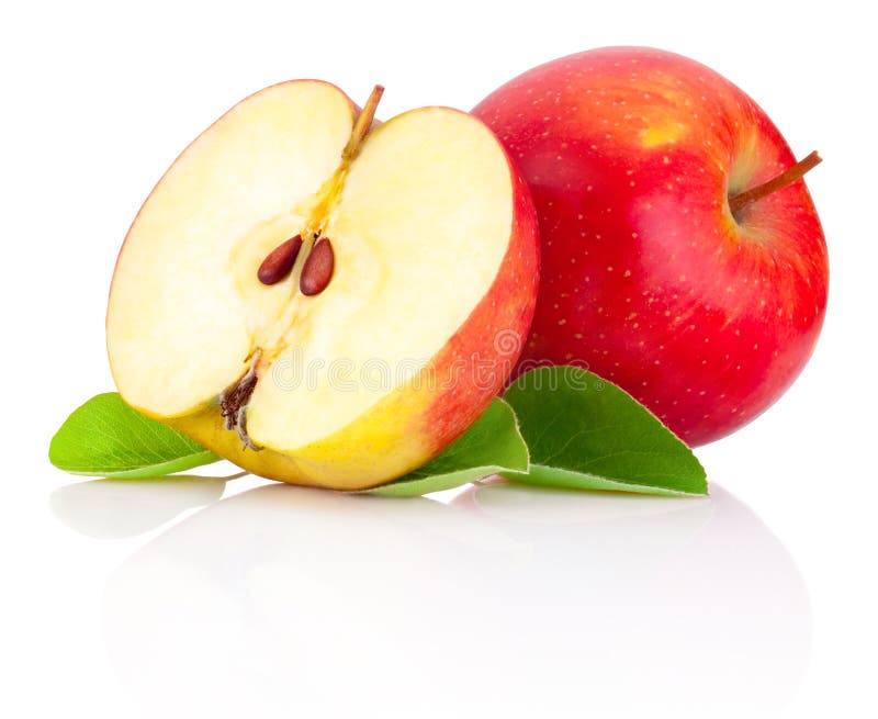 Two Ripe Red Apples and Half of Apple. Stock Photo - Image of green ...