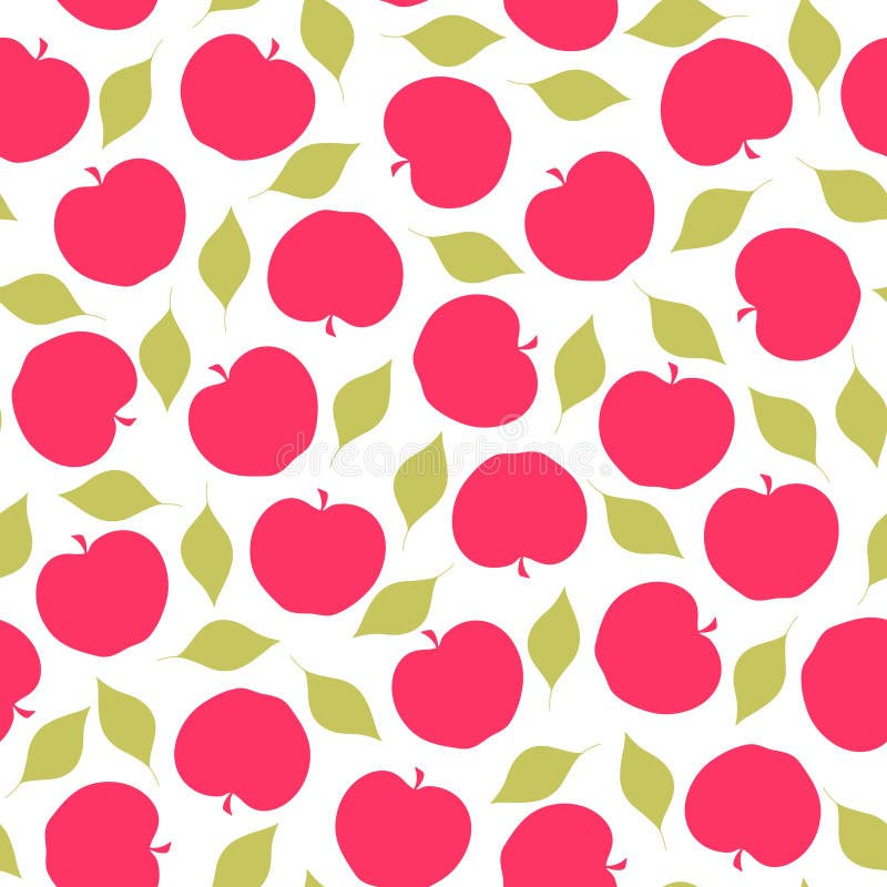 Red Apples and Leaves Seamless Pattern. Fruit Elements Ornament ...