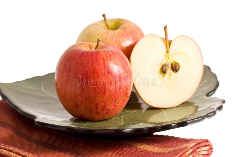 Red apples on the plate stock image. Image of minerals - 9480645