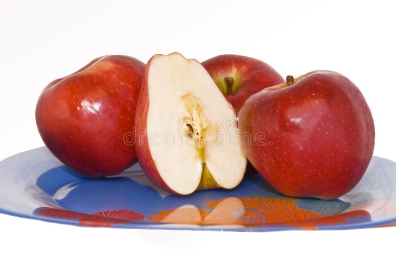 Red apples on the plate stock photo. Image of apple, fruits - 54696088