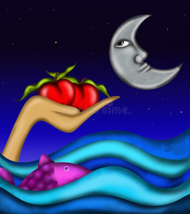 Red apples and sea stock illustration. Illustration of nature - 32202370
