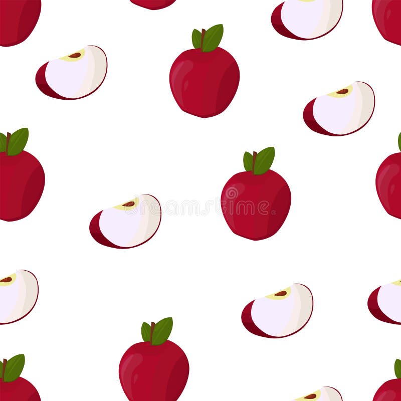 Red Apples Seamless Pattern. Fabric Print Concept Stock Illustration ...