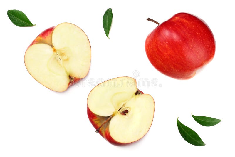 Red Apples with Slices Isolated on White Background. Top View Stock ...