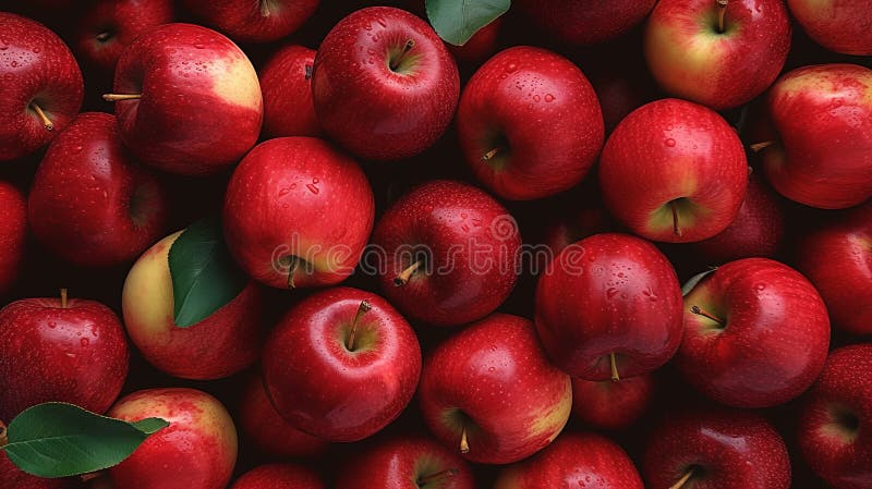 Red Apples Top View. Generative AI Stock Illustration - Illustration of ...