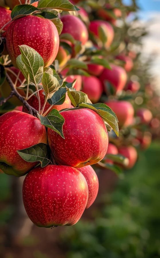Red Apples on the Tree in the Orchard Stock Image - Image of organic ...