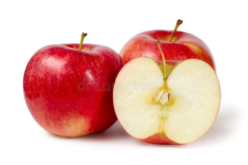 Red Apples on a White Background. in the Foreground is Half an Apple ...