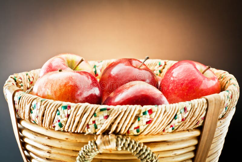 Red Apples on Wooden Basket Stock Photo - Image of apple, pure: 23281076
