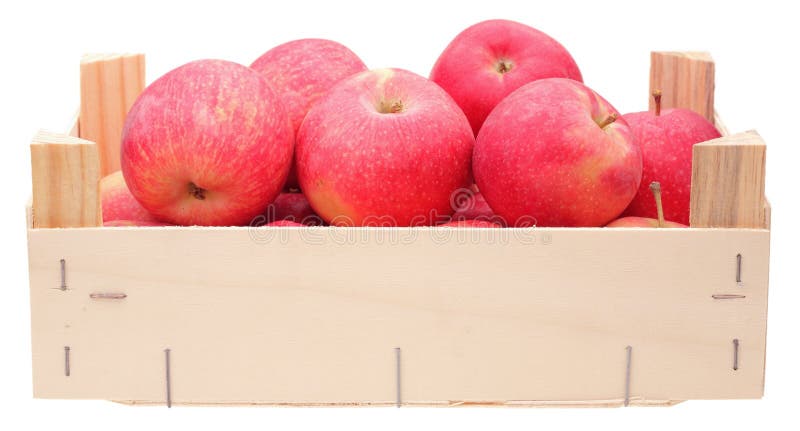 Red apples in wooden box stock image. Image of healthy - 11536955