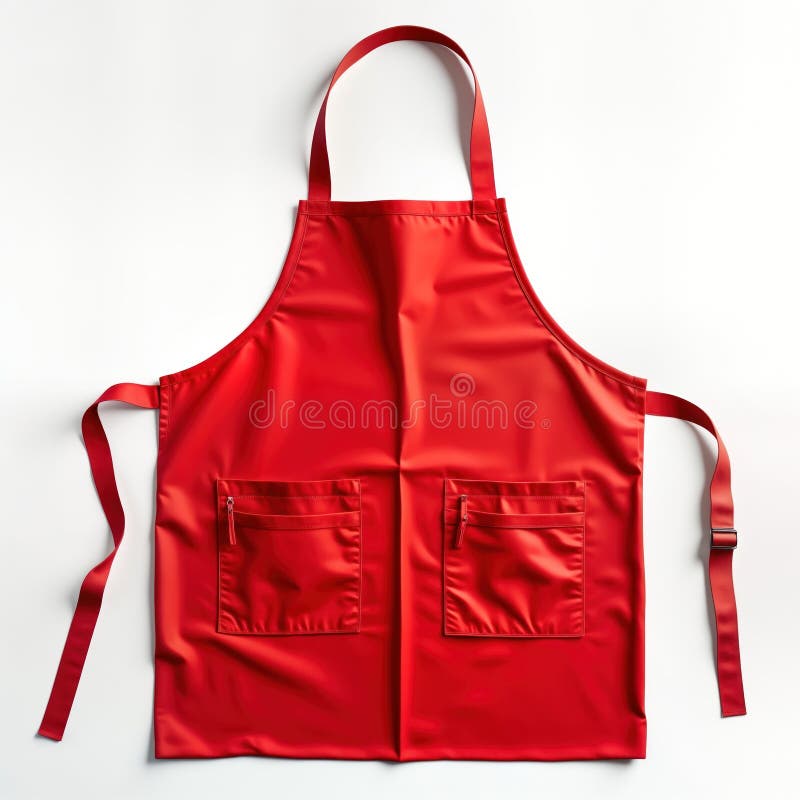 Red Apron Isolated on White Background. Practical Garment with Two ...