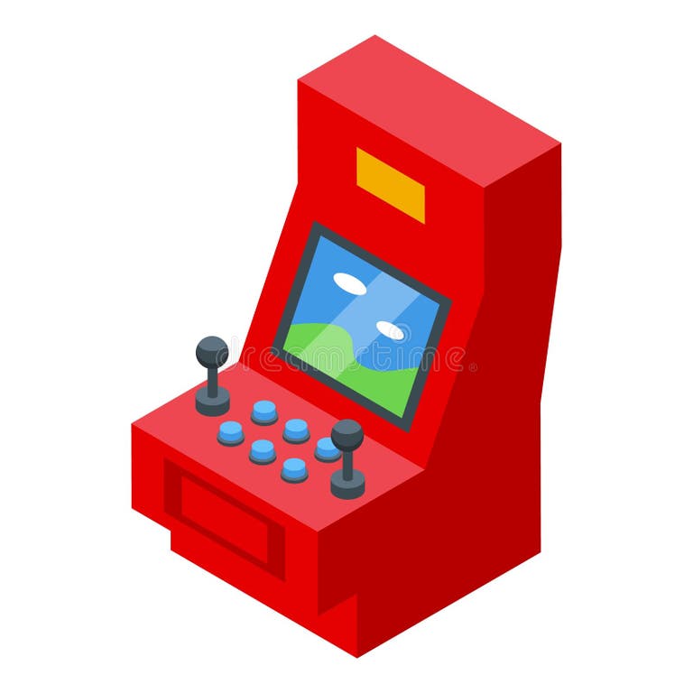 Red Arcade Game Machine Displaying Gaming Interface Stock Illustration ...