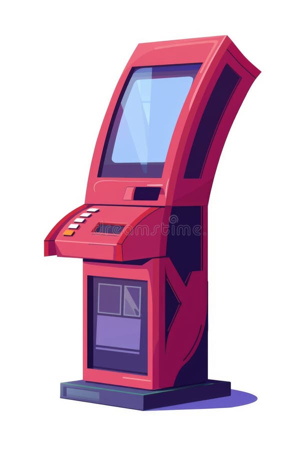 A Red Arcade Machine with a Blue Screen, Perfect for Gaming or ...