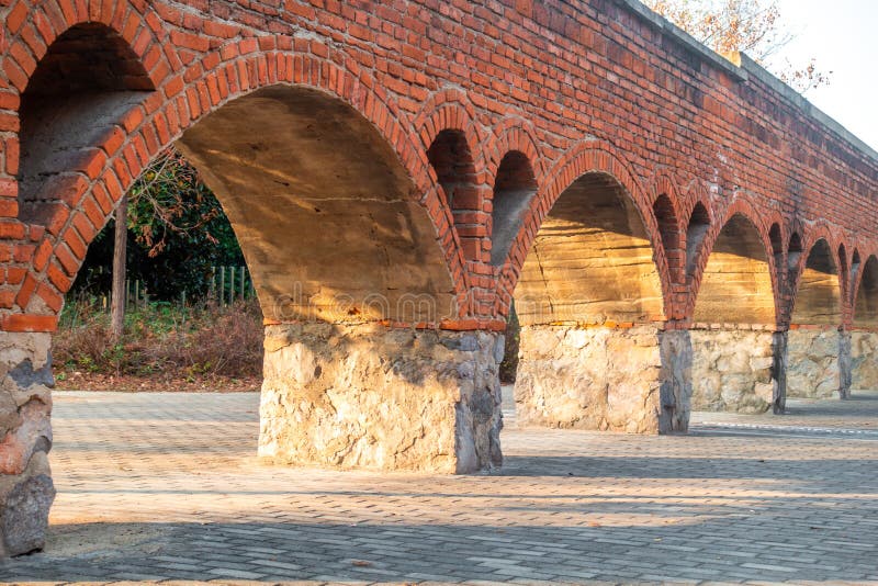 A Red Arch Bridge from Ancient Times Stock Photo - Image of sunshine ...