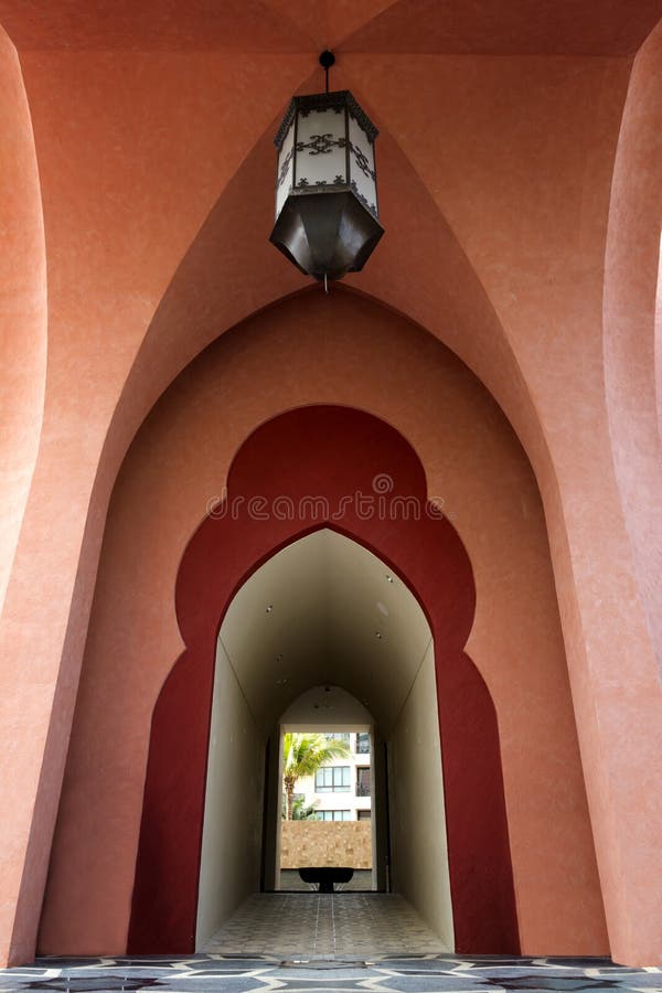Red Arch Walkway Architecture Path Stock Photo - Image of brick, stone ...