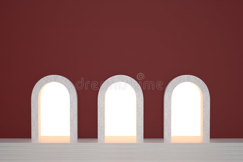 Red Arch Wall Background, Minimal Concept, 3D Rendering Stock ...
