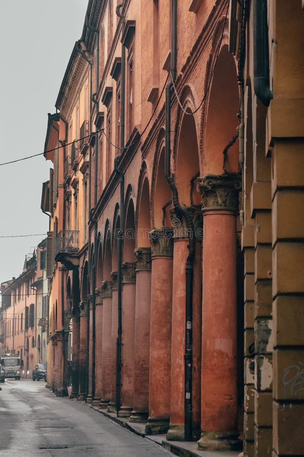 Red Arches and Columns in a Street Stock Photo - Image of strong ...