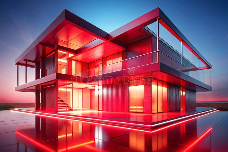 Red Architectural Design with Lighting Stock Illustration ...