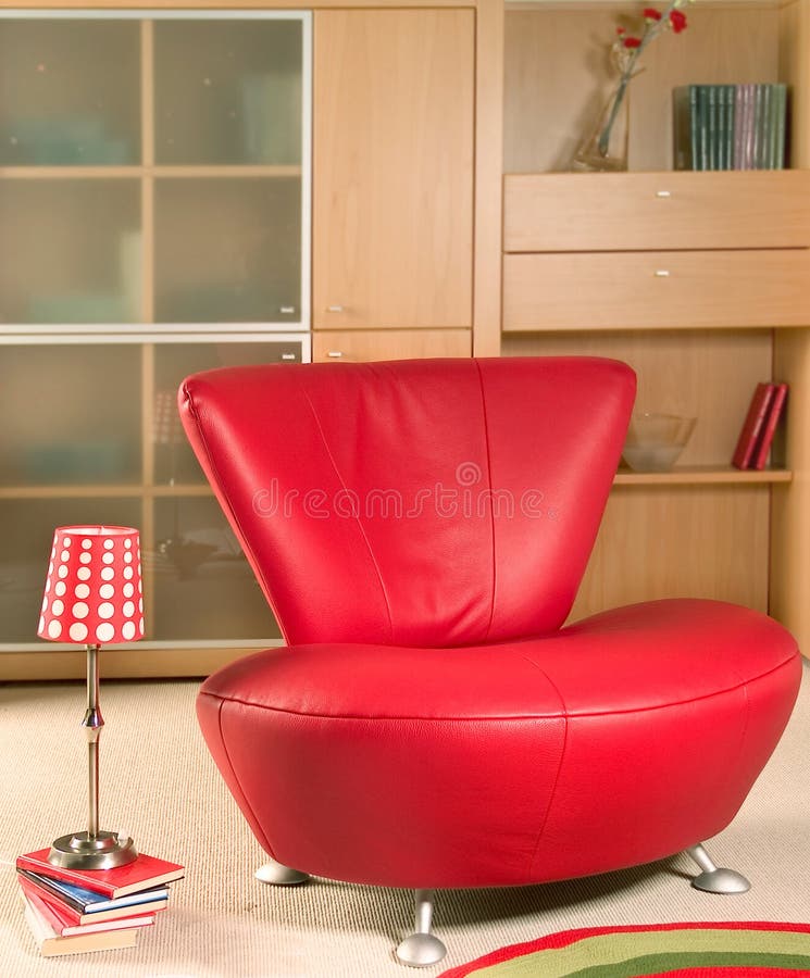 Red armchair stock photo. Image of floor, style, chair - 4083616