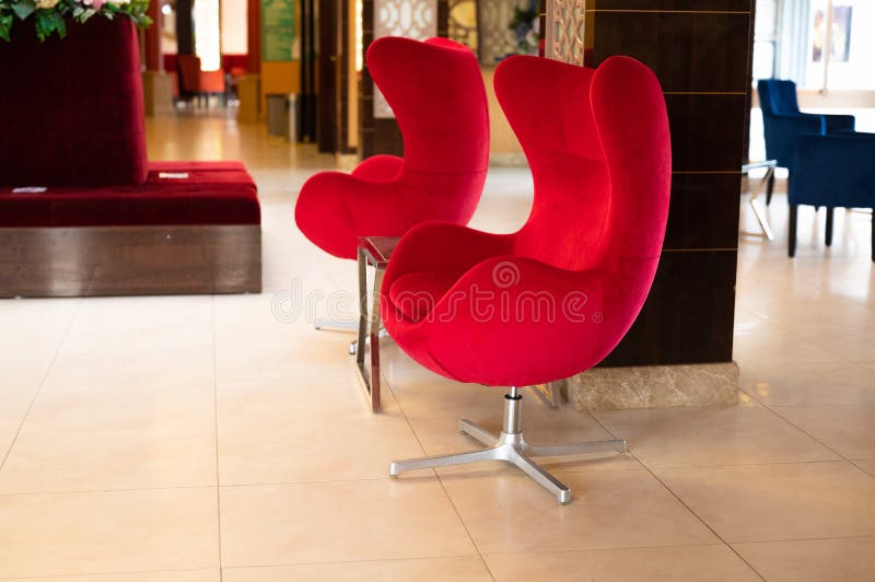 Red Armchairs in the Living Room Stock Photo - Image of empty ...