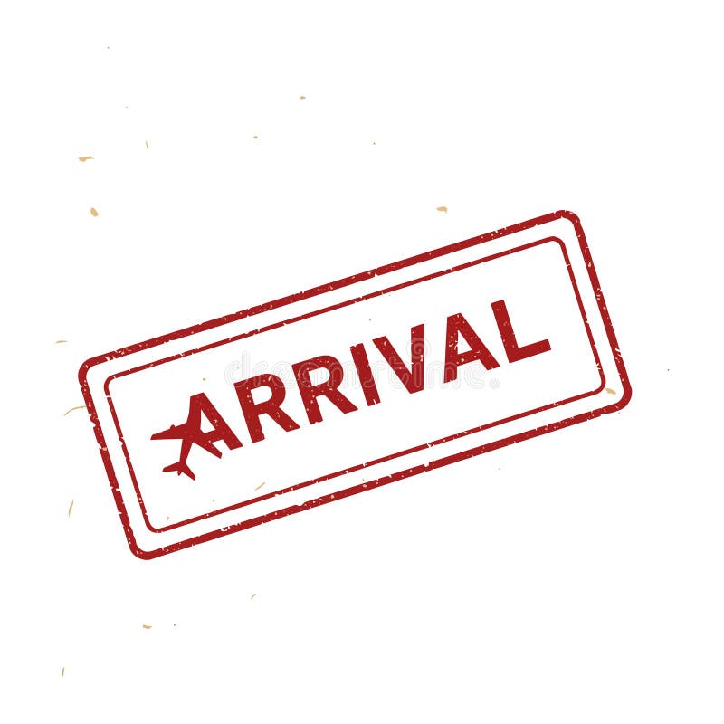Red Arrival Stamp with Airplane Icon in Minimal Flat Style Vector Illustration Stock Vector ...