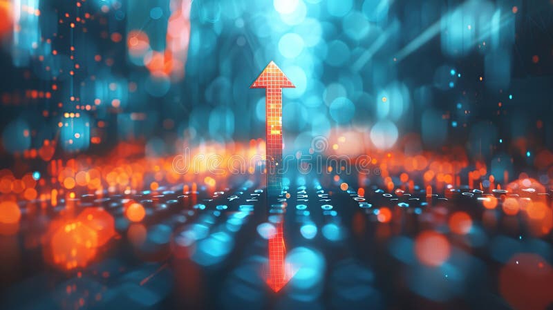 Red Arrow Ascending on a Digital Background. AI Generative Stock ...