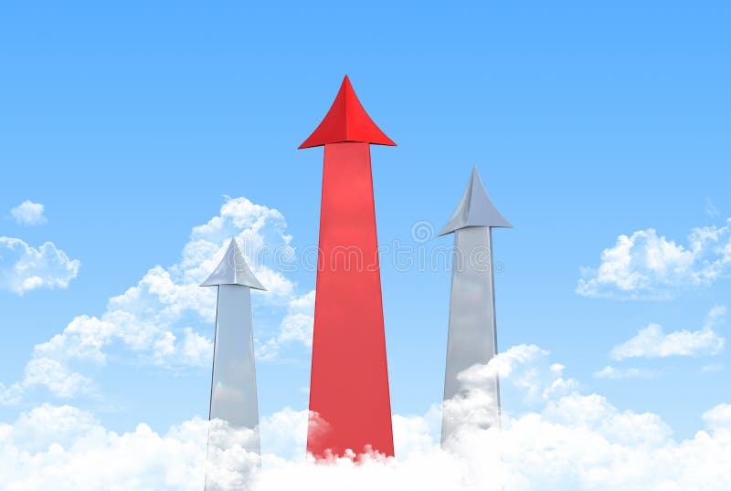 Red arrow aspire to sky stock illustration. Illustration of sign - 49546697
