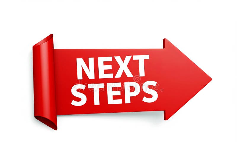 Red Arrow Banner with Bold NEXT STEPS Indicating Next Action Stock ...