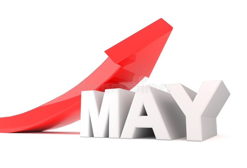 Red Arrow Bends Upwards Over a 3d May Text Stock Illustration ...