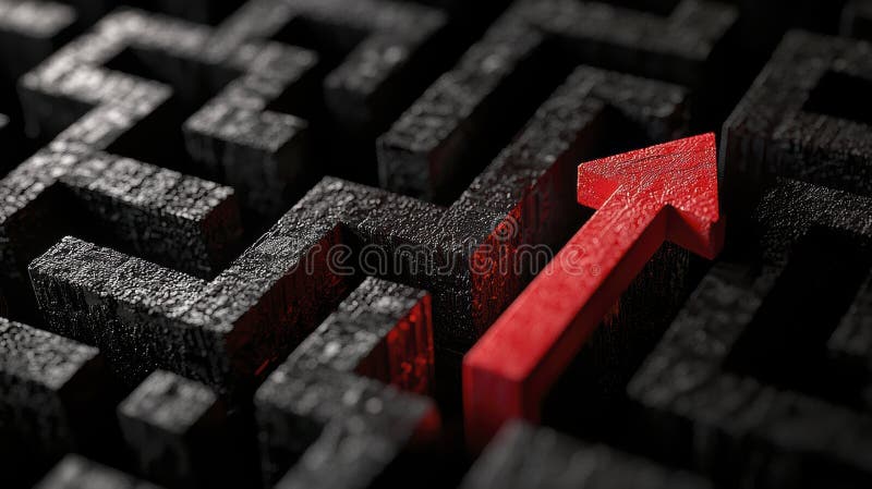 The Red Arrow in the Black Maze Symbolizes Overcoming Obstacles and ...