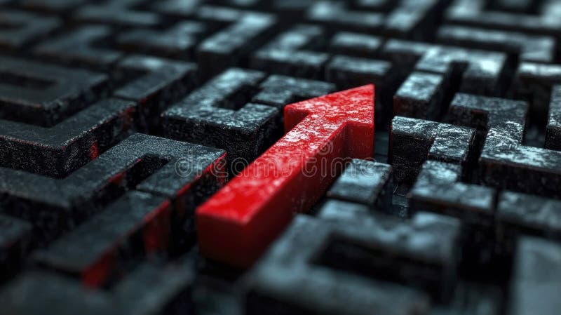 The Red Arrow in the Black Maze Symbolizes Overcoming Obstacles and ...