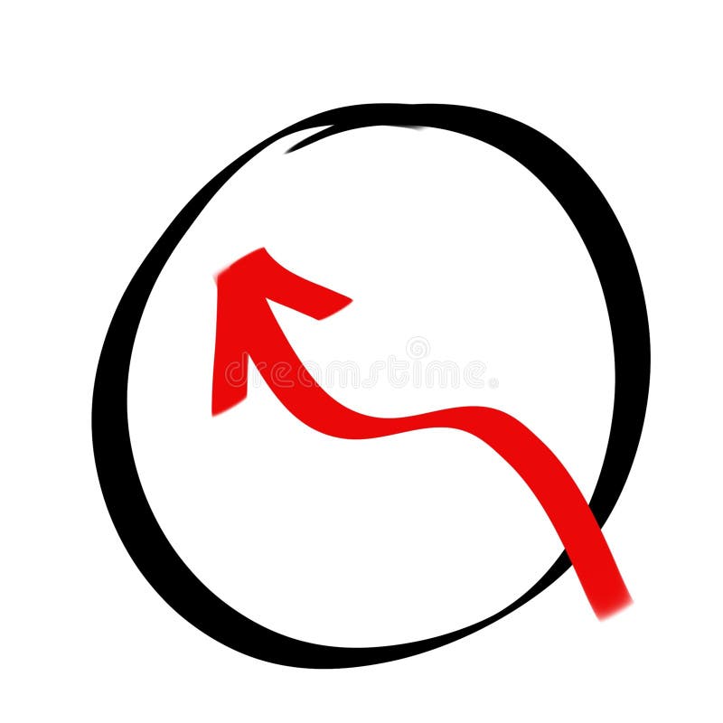 Red Arrow with Black Round Border Stock Vector - Illustration of ...