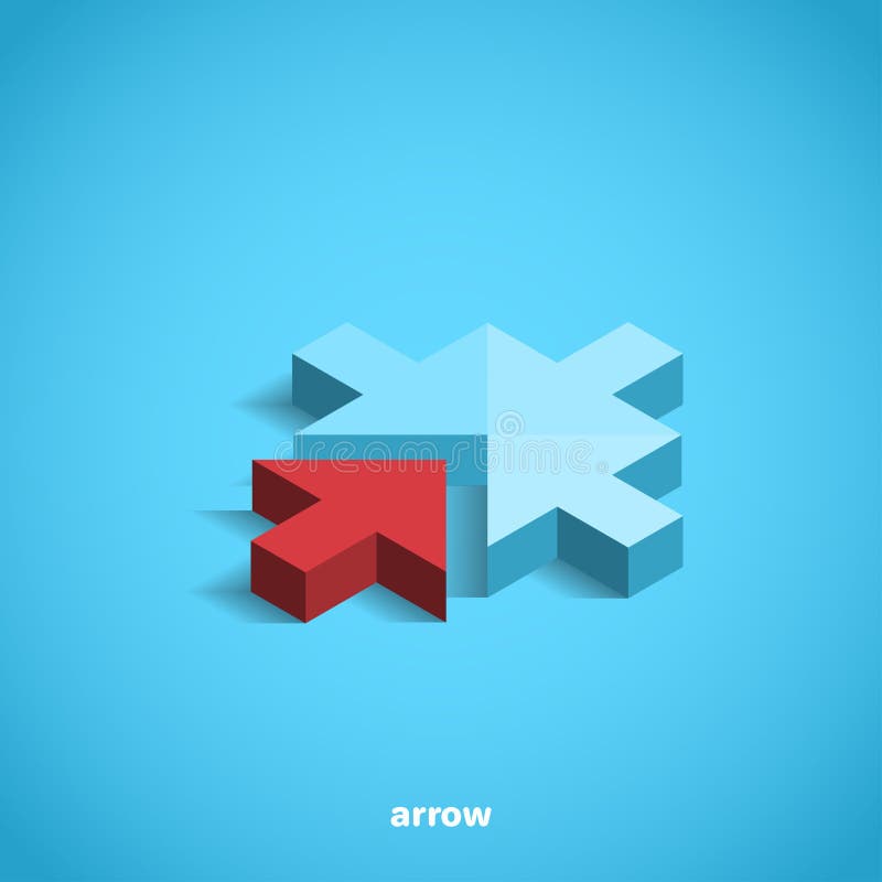 Red Arrow on Blue Background, Isometric Stock Vector - Illustration of ...