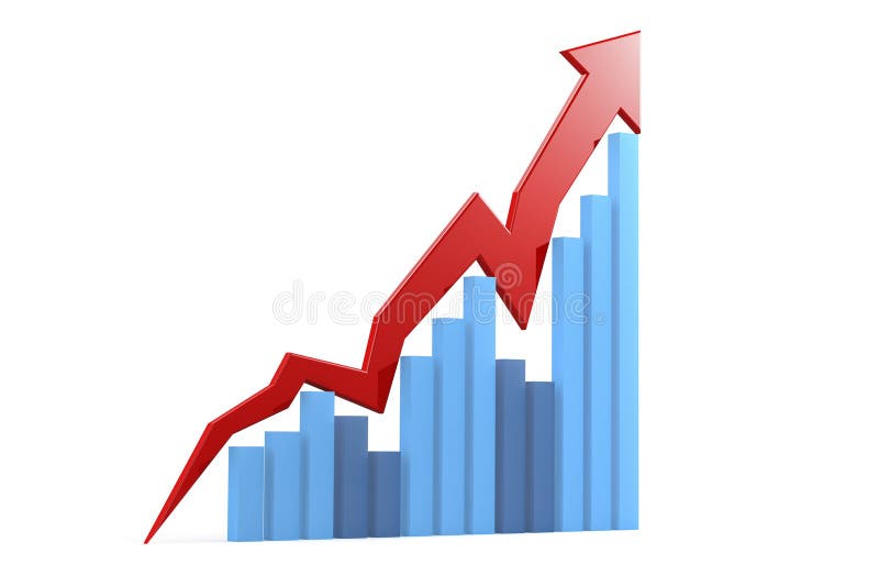 Red Arrow with Blue Bar Chart Stock Illustration - Illustration of ...