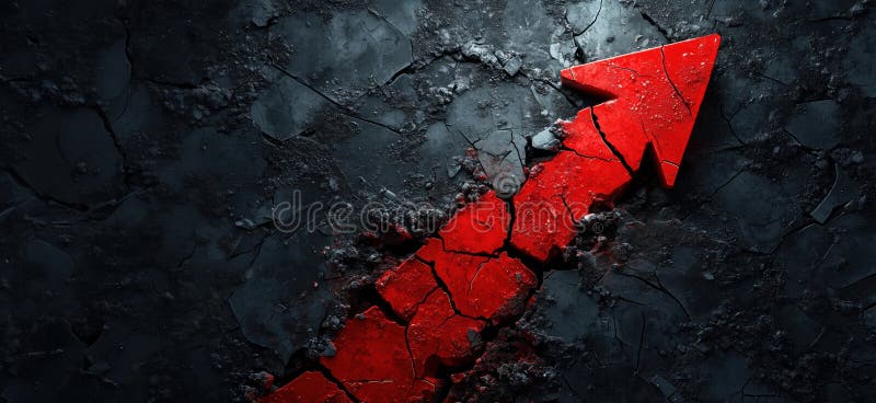 Red Arrow Breaking through Cracked Surface Symbolizing Growth and ...