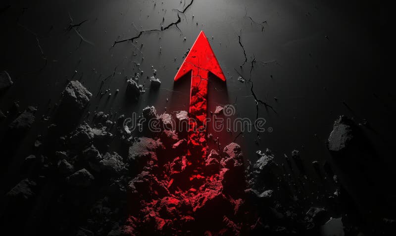 Red Arrow Breaking through Cracked Surface Symbolizing Growth and Resilience Stock Photo - Image ...