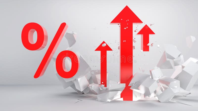 With a Red Arrow Breaking the Ground, the Interest Rate Percentage ...