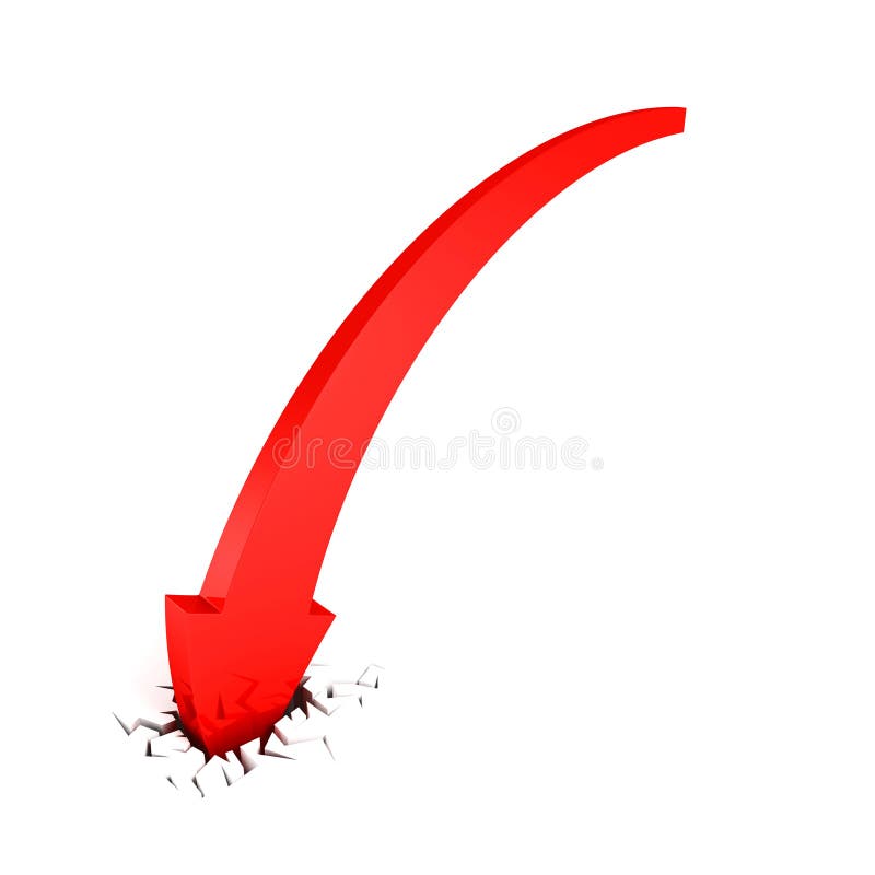 Red Arrow Business Crash Concept in Crack Hole Stock Illustration ...