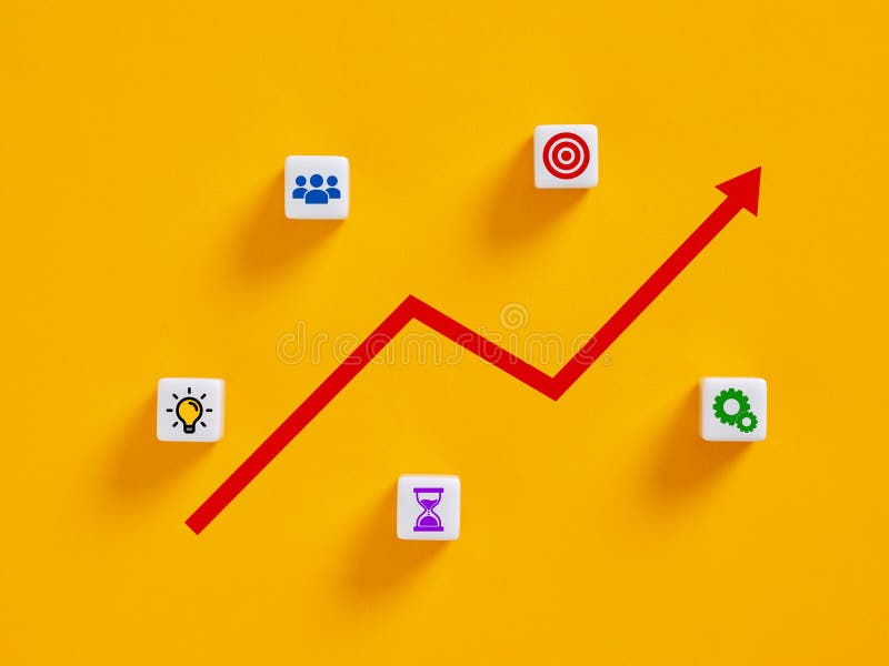 Red Arrow Chart Going Up Representing Business Success with White Cubes ...