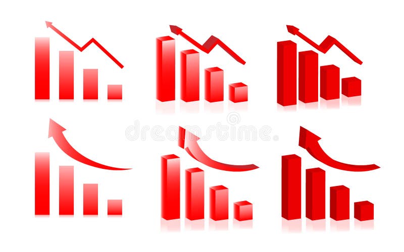 The red arrow chart set stock vector. Illustration of decrease - 99734738