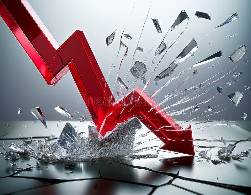 Red Arrow Crashing Breaking through Glass Floor Stock Illustration ...