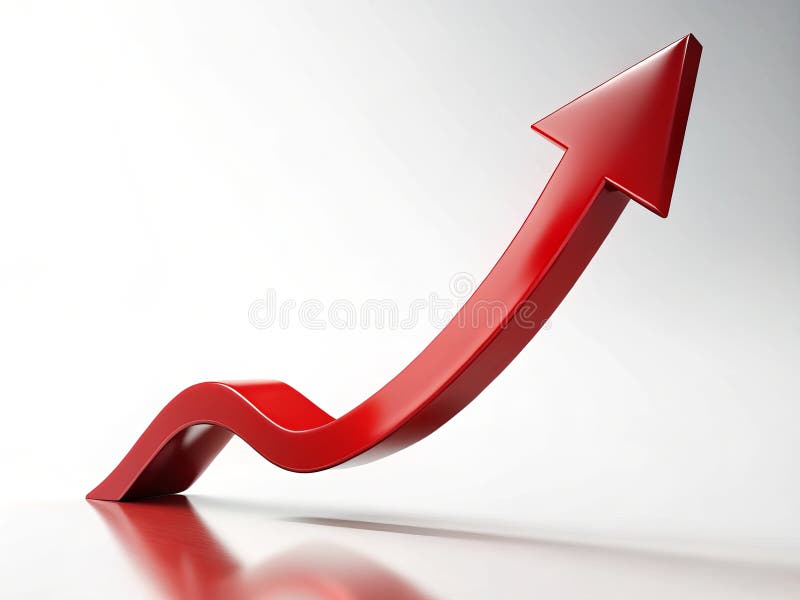 Red Arrow Curve Graph Silhouette Isolated Vector Graphic for Design ...