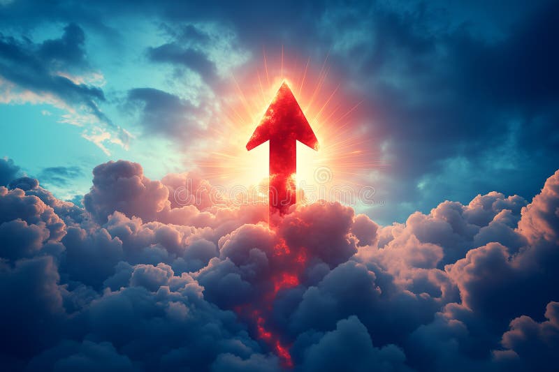 A Red Arrow Cutting through Clouds, Symbolizing High Sales Performance ...